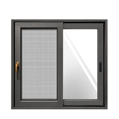 China Customized Gray Double Glazed Glass Impact Aluminum Sliding Windows and Doors with Security Bars for sale