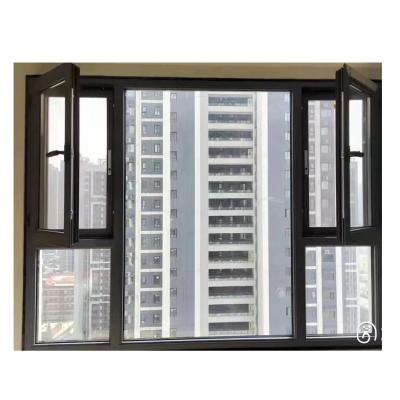 China House Louver Curtain Type Fixed Aluminum Casement Window with Black Color Sub Frame for sale