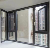 China House Louver Curtain Type Fixed Aluminum Casement Window with Black Color Sub Frame for sale