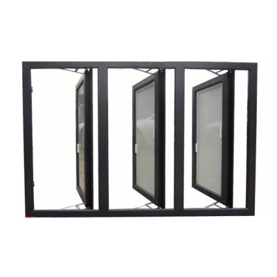 China American Style Black Casement Windows with Double Glazing and FiberGlass Screen Netting for sale