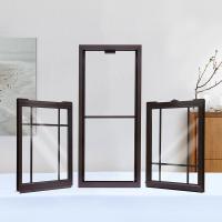 China Customized UPVC Black Single-Hung Windows with Roller Blind Curtain Type for sale