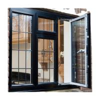 China Upvc Black Frame Double Glazed Casement Windows with Crank Handle and Customized Colors for sale