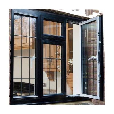 China Upvc Black Frame Double Glazed Casement Windows with Crank Handle and Customized Colors for sale