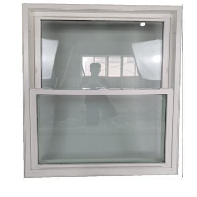 China Double Hung Window Upvc Frame with Chinese Top Hardware and Heat Insulation Function for sale