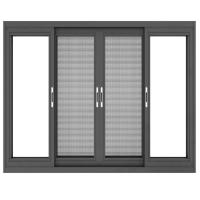 China Easy Installation Sliding Window with 4 Panels Tempered Glass and Magnetic Screen for sale