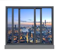 China Commercial Plexiglass Windows Aluminum Windproof Sliding Window with Magnetic Screen for sale