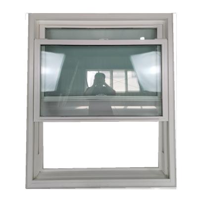 China Double Glazed Plastic Frame Double Hung Cabin Window with Nylon Screen Netting Material for sale