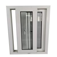 China Highly Durable Heat Insulation Hanging Curtain Type Sliding PVC Profile Glass Window for sale