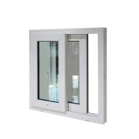 China 117.5 cm x 149.5 cm Narrow Frame Glass Sliding Window in Gray PVC Composite for House for sale