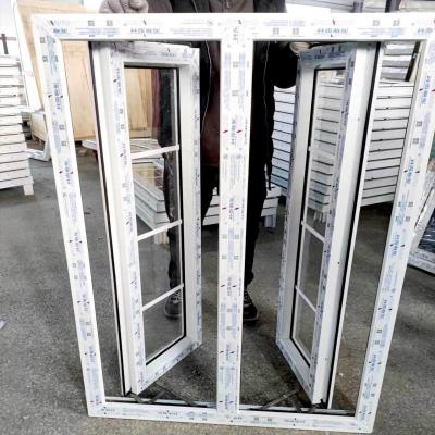 China White Upvc Pvc Double Panel Casement French Windows with Horizontal Opening Pattern for sale