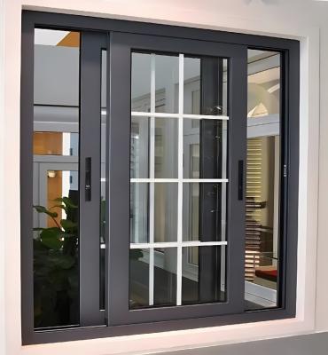 China American Market Upvc Frame Tempered Glass Sliding Window with Hanging Curtain Type for sale