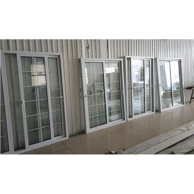 China American Standard Upvc Sliding Window with Tempered Glass and PVC Frame Material for sale