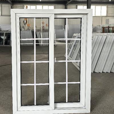 China American Upvc Frame Tempered Glass Sliding Window with FiberGlass Screen Netting for sale