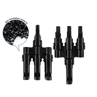 China Photovoltaic 3 Branch Solar Panel Connector 22A Copper for sale