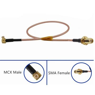 China Right Angle Mcx Male Plug With Sma Female Socket Bulkhead Adapter Cable Rg316 for sale