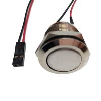 China IP65 19.2 mm Panel Mount 12v SPST Momentary Push Button Switch with 2Pin Dupont and 50cm Cable for sale