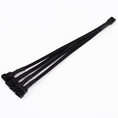 China PWM Fan Splitter with 4Pin Male to Fan and 1 to 4 Female Connectors Using 22AWG PVC Cable for sale