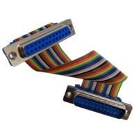 China 25 Pins Gold-Plated D-Sub Connector with Custom Length Flat Ribbon Cable and IDC Crimp Connector for sale