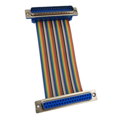 China 37Pin D-SUB Flat Ribbon Cable with Gold-plated Connector and Customizable Length DB37 PIN Connector Cable Assembly for sale