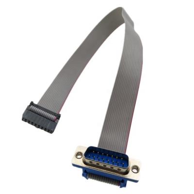 China D-Sub 15 Pin DB15 Male to 16Pin Female IDC 2.54MM Pitch Gold-plated Flat Ribbon Cable for sale