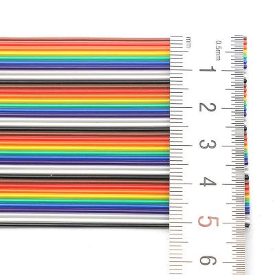 China Customized Rainbow Harness Flat Ribbon Cable with PVC Insulation and 1.27mm Pitch IDC Connectors for sale
