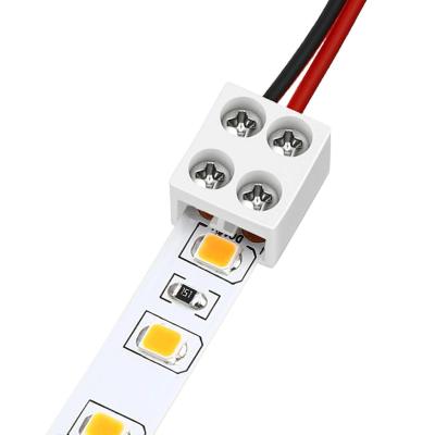 China RY 8mm 25pcs Solderless LED Tape Light Connector 2 Pin Screw Down Terminal Block Connector Led Connectors for Strip Lights for sale