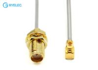 China 0-20GHZ SMA Female Bulkhead To MMCX Right Angle Male RG405 086 Semi-Rigid RF Pigtail Cable for sale