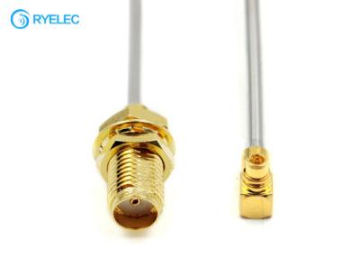 China 0-20GHZ SMA Female Bulkhead To MMCX Right Angle Male RG405 086 Semi-Rigid RF Pigtail Cable for sale