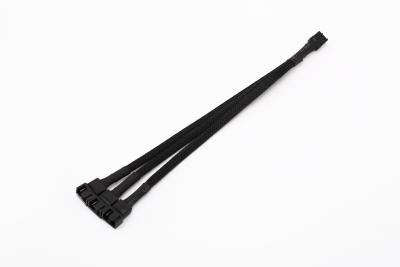 China 1 To 3 Way Splitter Sleeved 4 Pin Pwm Connector Computer Fan Extension Cable 4p One Point Three for sale