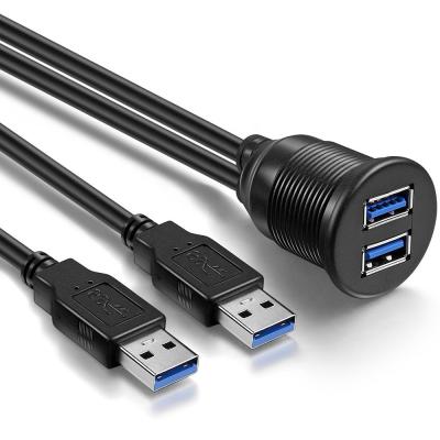 China 2 Ports AUX Flush Mount Usb Extension USB 3.0 Male To Female for sale
