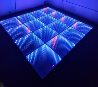 China Wireless Magnet DJ Disco Nightclub LED Lighting Eevnts Uplight RGB colorful stage effect 3D Mirror Abyss Dance Floor for sale