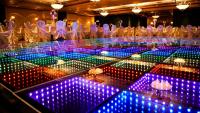 China Portable DMX512 Remote Control LED 3D Mirror Toughed Glass Tempering Double Tunnel Wedding Stage Luminous RGB Dance Floo for sale