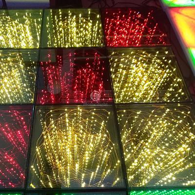 China Wedding Event Show Rental Tempered Glass 3D Starry Dance Floor LED Star Mirror Dance Tile for sale