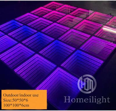 China Wedding Club DJ Portable starlight 3D Interactive Mirror Dance Floor Lights RGB Dance Panel Stage Flooring for sale