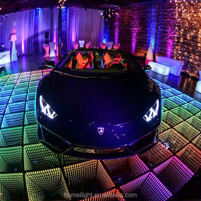 China 50*50cm Toughened Glass Deep Tunnel 3D Mirror Infinite Starlit Twinkle Dance Floor For Wedding for sale
