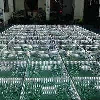 China Hotel Magic Mirror Abyss Floor Tiles Game Hall Bar Wedding Double Tunnel Dance Floor 50X50CM for sale