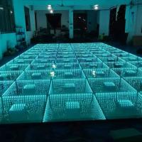 China Hotel Magic Mirror Abyss Floor Tiles Game Hall Bar Wedding Double Tunnel Dance Floor 50X50CM for sale