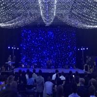 China 4*6M Blue And White LED Star Curtain Backdrop For Night Club LED Curtain Light Cloth for sale