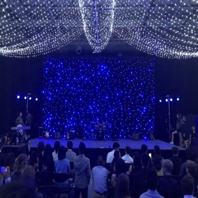 China 4*6M Blue And White LED Star Curtain Backdrop For Night Club LED Curtain Light Cloth for sale