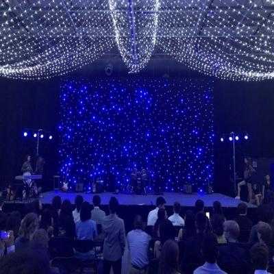 China LED Starlight Black Cloth Stage Wedding Backdrop Curtain with LED Backdrop Decoration for sale