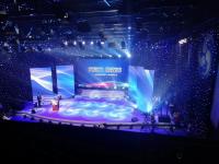 China Hot Sale 4*6m Blue And White LED Cloth LED Star Curtain For Stage Party Decoration Effect Backdrop LED Light for sale