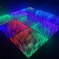 China RGB 3in1 Luminous Starry Golden LEDs Floor Tiles 3D 50*50cm Mirror Dance Floor for Party Wedding for sale