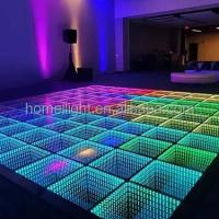 China 50CM*50CM*7CM 3D Infinity Tempered Glass Illuminated Light Up Dance Floor for Wedding for sale