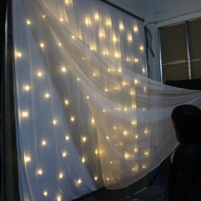 China LED Star Cloth White Gauze Wedding Hotel Banquet Stage Backdrop for Club for sale