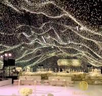 China Backdrop Starlit Golden Yellow Drape LED Wedding Cloth with Warm White LED Star Curtain for sale