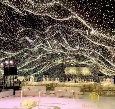 China Backdrop Starlit Golden Yellow Drape LED Wedding Cloth with Warm White LED Star Curtain for sale