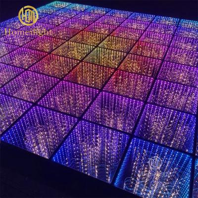 China Homei lighting infinity fast set up dj lights waterproof outdoor use 3D mirror starry starlit LED dance floor for sale