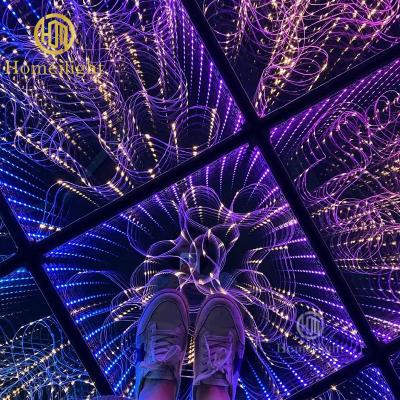 China Wedding DJ Dancefloor Waterproof 3D Mirror Starlit Starry RGB Panels Tiles 3D LED Dance Floor for sale