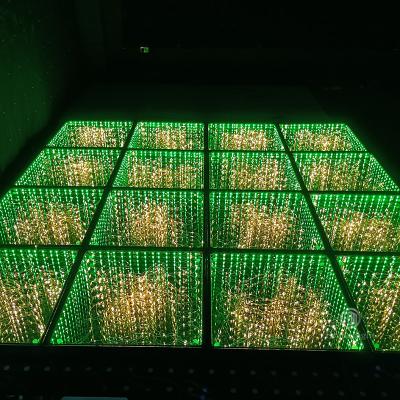 China Portable Illuminated Tempered Glass 3D Dancefloor Golden Starry New Style Dance Floor for sale