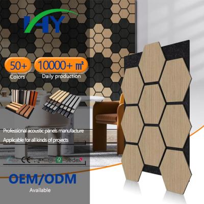 China Modern Hexagon AKUpanel Grade B1 Fireproof 2400x600mm Sound Proofing Wall Panels for sale